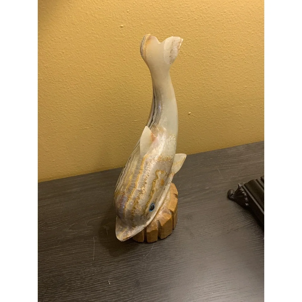 Art | Vintage Gray Marble Stone Dolphin Sculpture Blue Eyes On Marble ...
